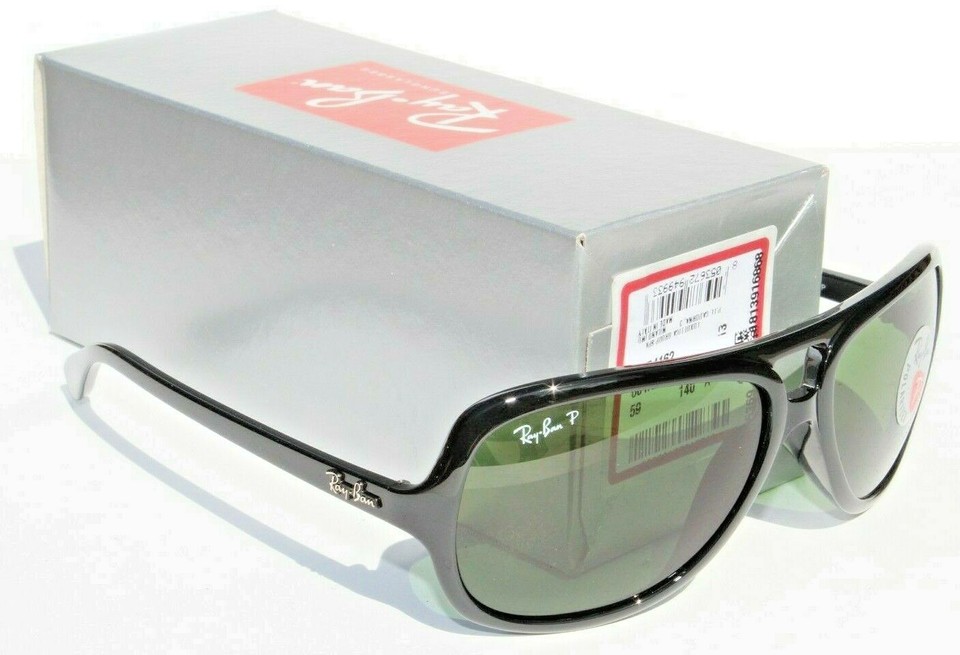 RAY-BAN RB4162 POLARIZED Sunglasses Black/Gray Green G-15 601/2P 59 NEW ...