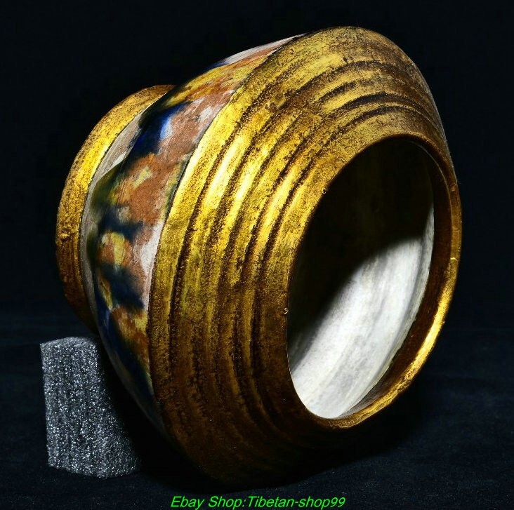 5.1'' Old Chinese Dynasty Tang Sancai Porcelain Gilt Container Crock ...
