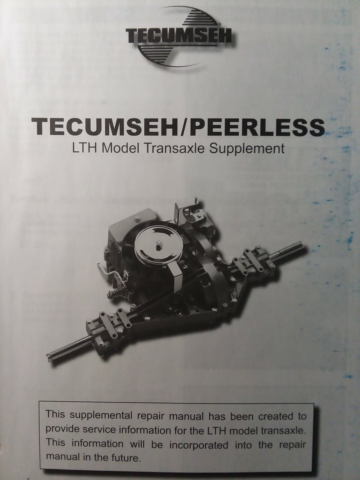 Tecumseh LTH Hydro Peerless Transaxle Supplem Service Manual Lawn ...
