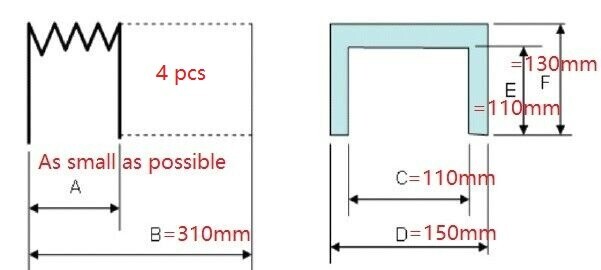 CNC machine tools "U" SHAPED bellows, inner 110mm x 110mm x Lmax 310mm ...