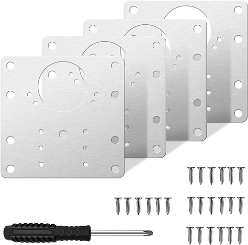 Stainless Steel Hinge Repair Plate 4Pcs with Hole Plate Repair Easy ...