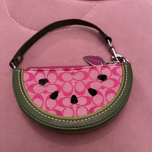 Coach Watermelon Fruit Slice Coin Change Purse Charm Green Pink Y2K Zip ...