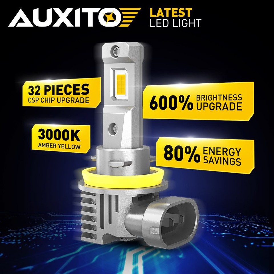 AUXITO H11 H8 LED Headlight Fog Light Bulbs Kit YELLOW GOLDEN High Low ...