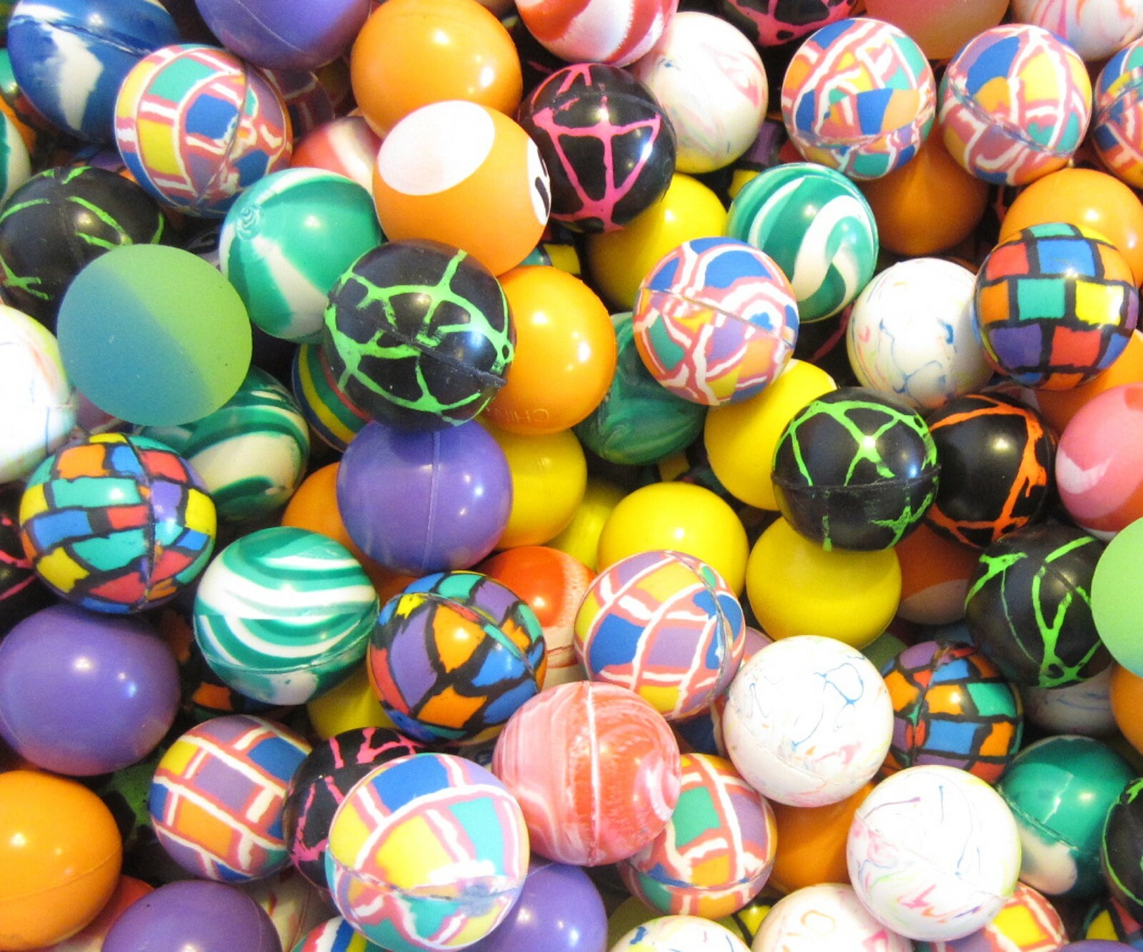 144 ASSORTED RUBBER SUPER HIGH BOUNCE BALLS 27MM 1" HI BOUNCY SUPERBALL ...