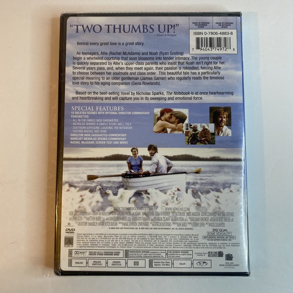 The Notebook - Movie New Line Platinum Series DVD Ryan Gosling - Sealed ...