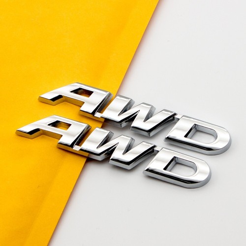 2Pcs Chrome Metal Small AWD Logo 4wd Letter Emblem Off Road Badge 3D ...