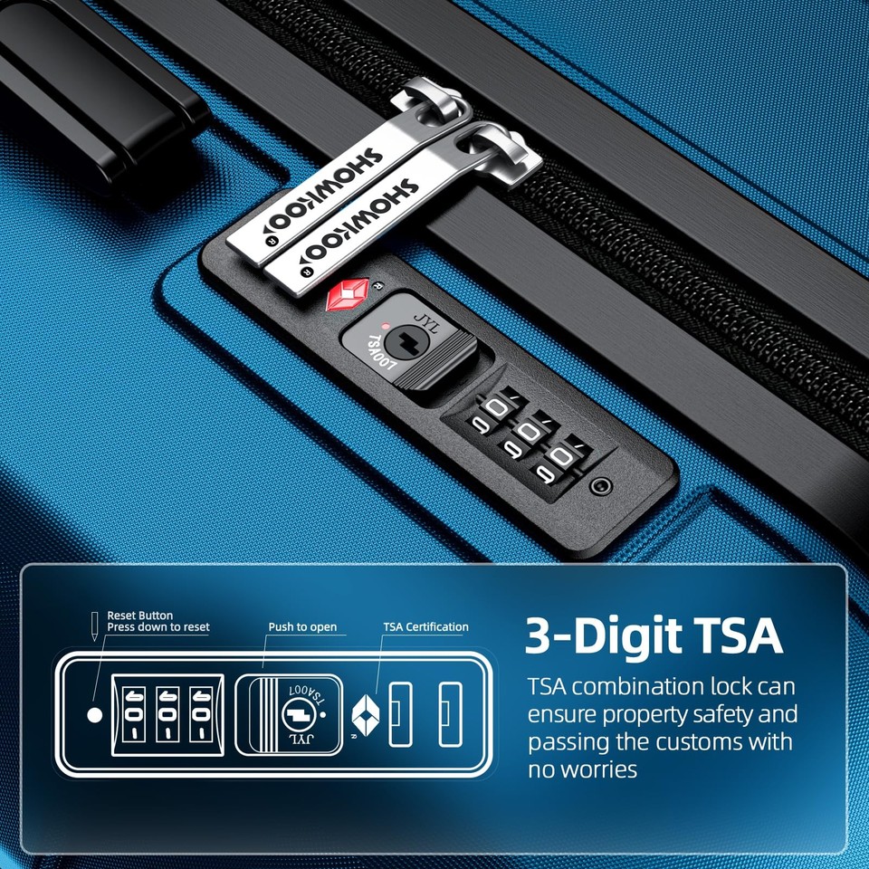 Luggage Sets Expandable PC+ABS Durable Suitcase Sets Double Wheels TSA ...