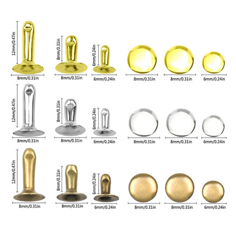 Double Cap Rivets 120/180/240pcs Stud Rapid Rivets Leather Craft Repair ...