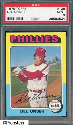 1975 Topps SETBREAK #138 Del Unser Philadelphia Phillies PSA 9 MINT | eBay