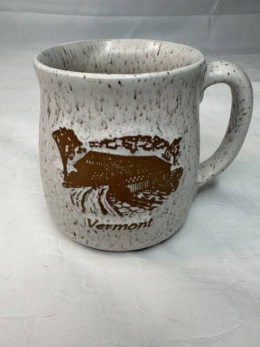 Vtg Onion River Pottery Vermont Souvenir Covered Bridge Speckled ...
