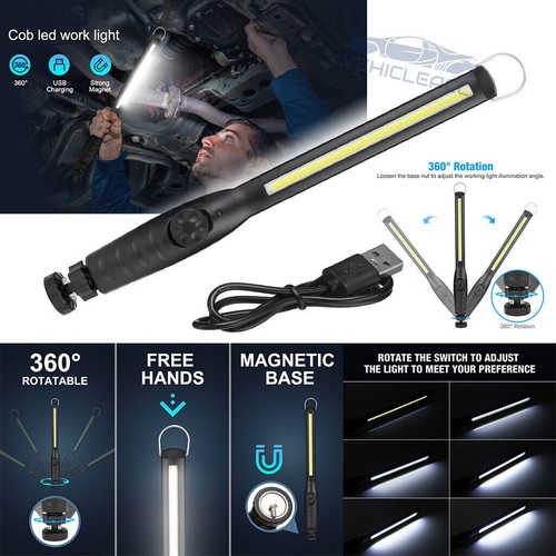 Rechargeable COB LED Slim Work Light Bright Flashlight Inspection Lamp ...
