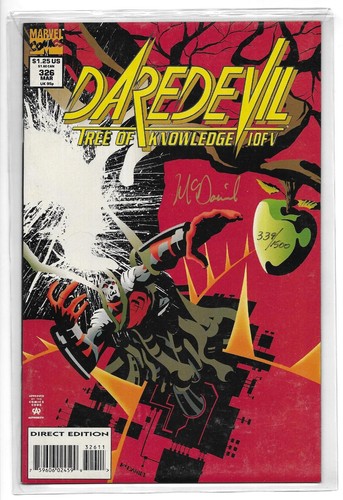 Daredevil #326 MARVEL COMIC BOOK Scott McDaniel artist AUTOGRAPH SIGNED ...