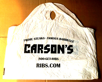Carson's The Place for Ribs ~ Large White Plastic To-Go Bag Chicago IL ...