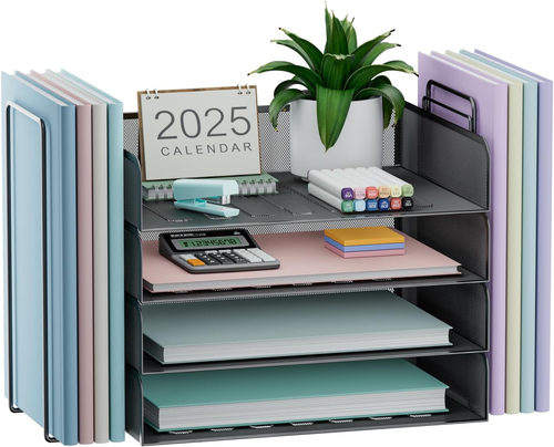 4 Tier Stackable Paper Tray Organizer for Desk, Office Desk Accessories ...