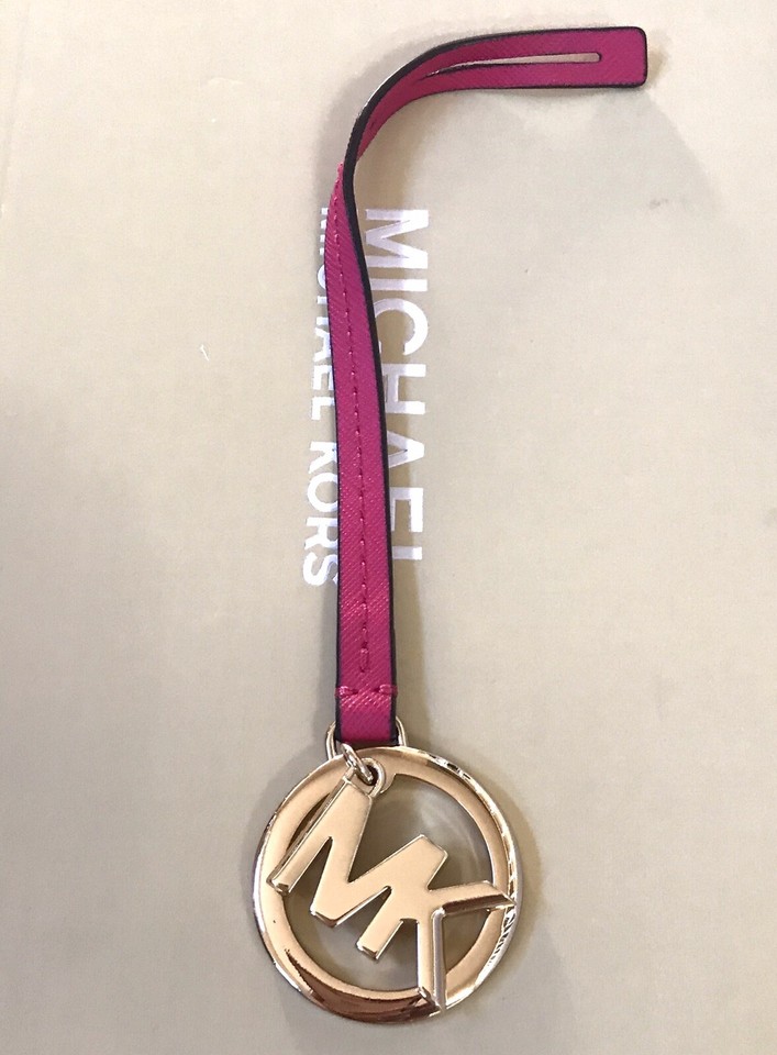 Michael Kors MK Logo Gold Charm / Ultra Pink Saffiano Leather Handbag ...