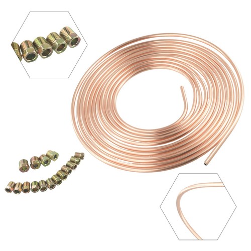 Anti Rust Copper Tube Brake Line Kit 1/4 OD 25 Ft Coil Roll & Fittings ...