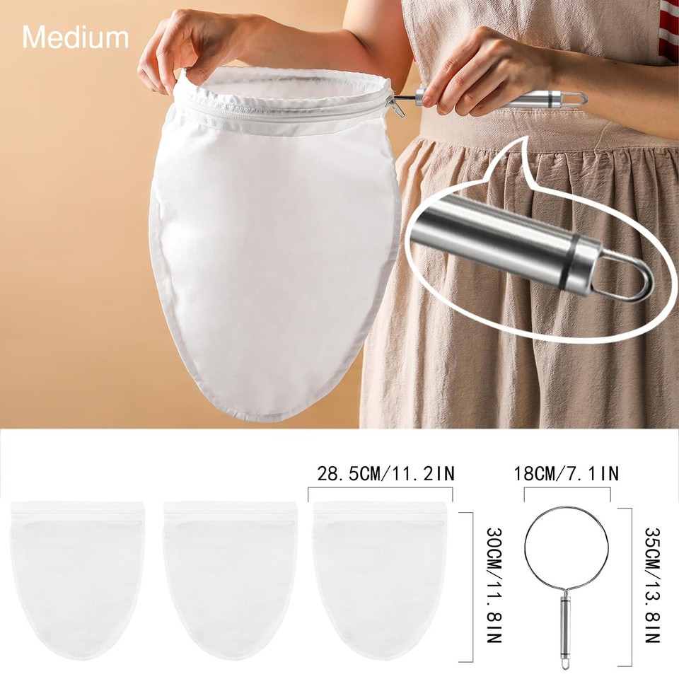 FATCAT Fine Mesh Cheese Cloth, Fine Mesh Strainer Bags, Nut Milk Bag ...