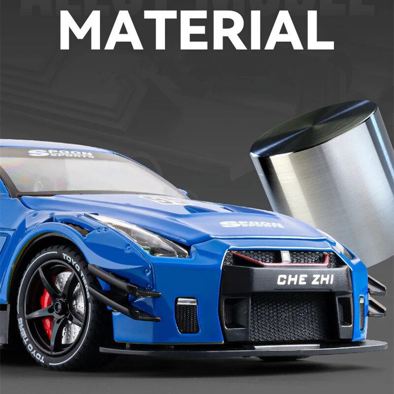 1:24 Nissan GTR GT-R R35 Diecast Car Model Sound Light With Spray Kids ...