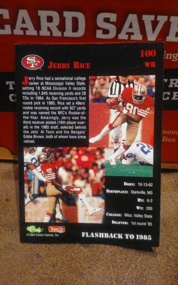 1994 Classic NFL Draft '94 Jerry Rice #100 HOF San Francisco 49ers Wide ...