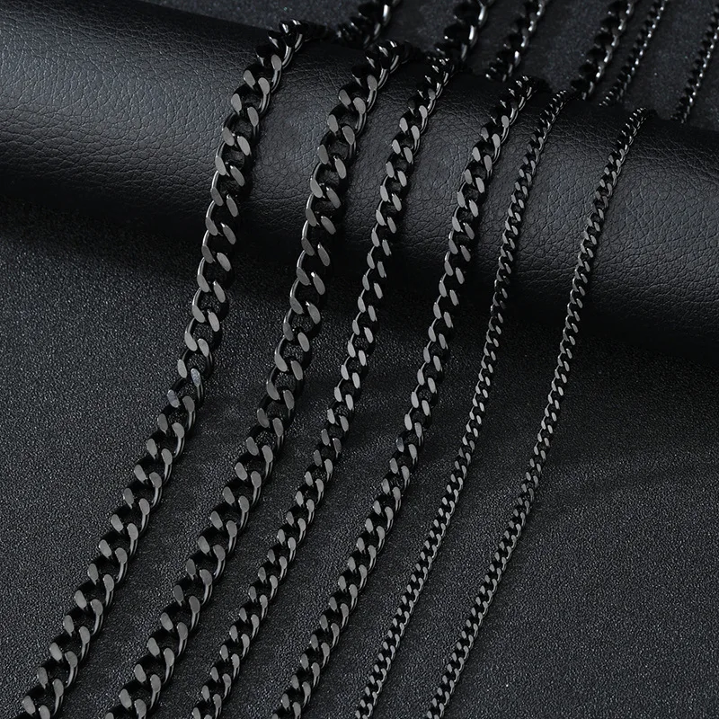 Basic Punk Stainless Steel 3,5,7Mm Curb Cuban Necklaces for Men Women ...