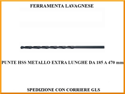 Punte elicoidali HSS per metallo extra lunghe 185-470 mm DIN 388 Ø 4,5 ...