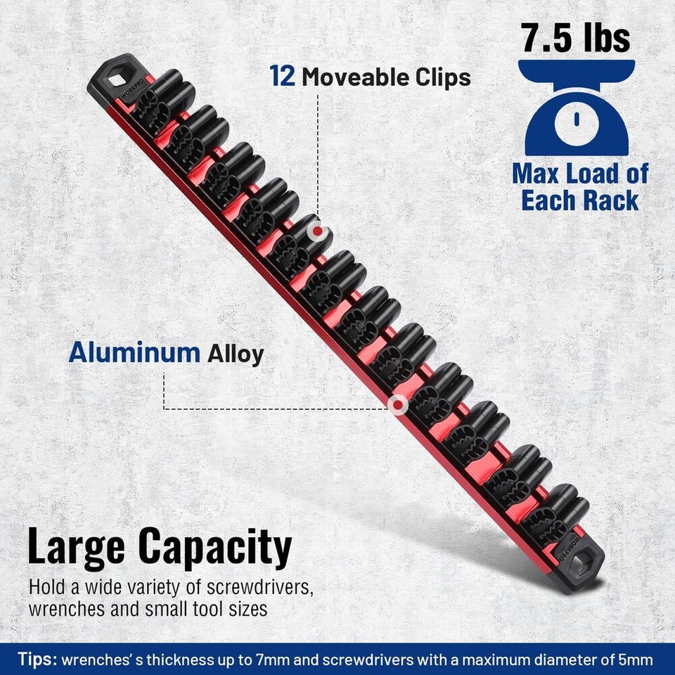 WORKPRO 3PC Magnetic Screwdriver Organizer Wrench Organizer Aluminum ...