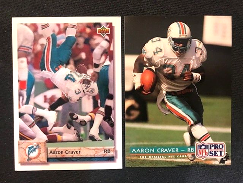 NFL - Aaron Craver 1992 Upper Deck & 1992 Pro Set Football - Dolphins ...