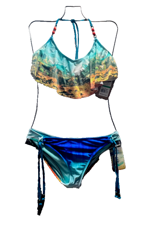 Hobie 2 Pc Bathing Suit Womens Size L MultiColor bikini bottom Graphic ...