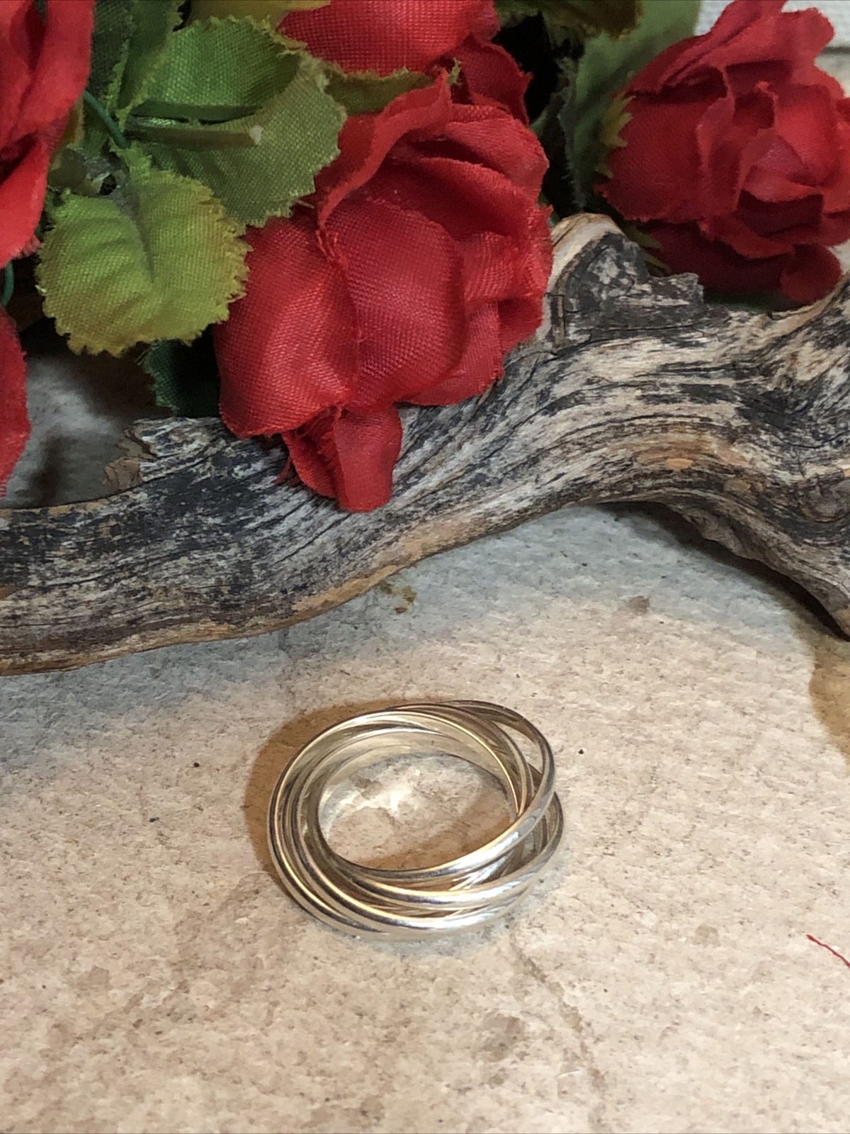 7. Vintage NV 925 Sterling Silver Four Interlocked part Ring 4.9g 7s | eBay