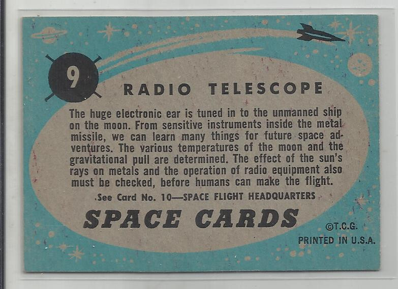 1957 Space Cards Set-Break # 9 Radio Telescope EX-NM *FREE SHIPPING* | eBay