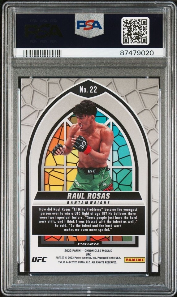 2023 Panini Chronicles Mosaic UFC Stained Glass Prizm #22 Raul Rosas RC ...