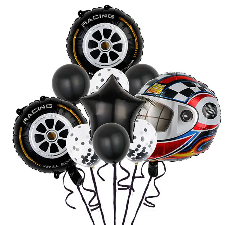 5/8pcs Motor Racing Foil Balloon Car Motorbike Helmet Air Fill Party ...