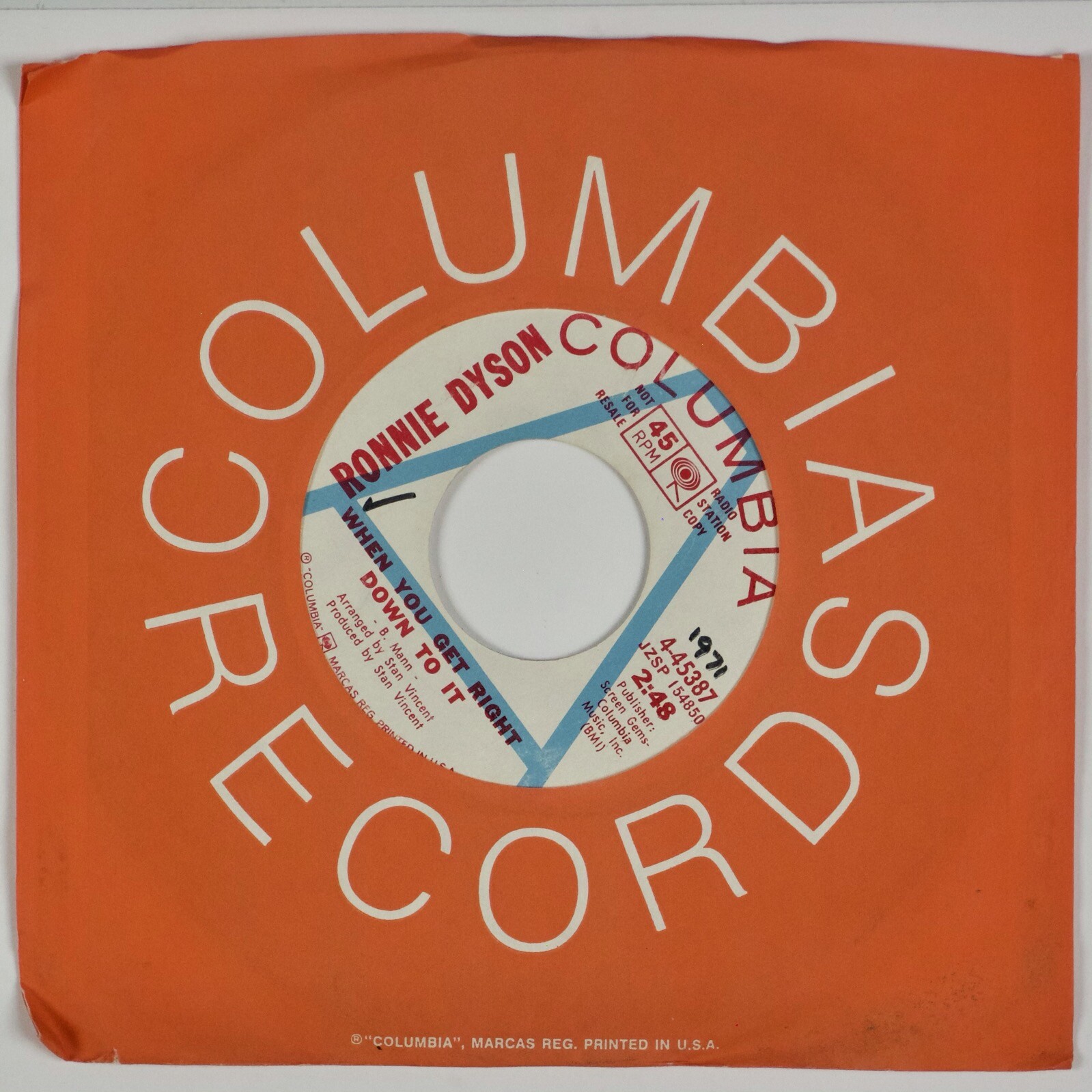 RONNIE DYSON: When You Get Right Down To It US Columbia Soul 45 Promo ...