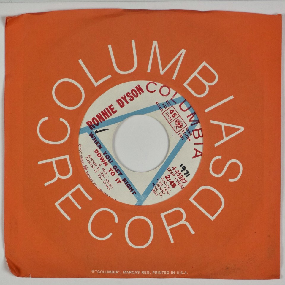 RONNIE DYSON: When You Get Right Down To It US Columbia Soul 45 Promo ...