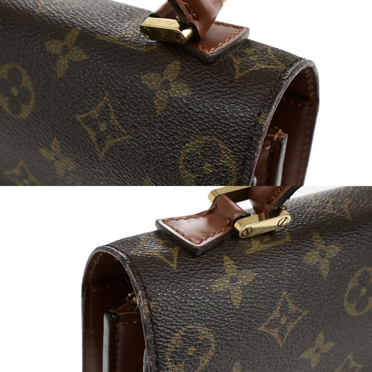 LOUIS VUITTON Concorde Hand Bag Monogram Leather Brown France M51190 ...