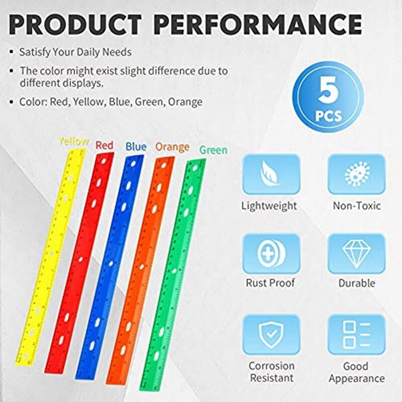 5PCS Color Ruler Straight Plastic Ruler for Children'S School ...