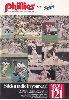 Philadelphia Phillies vs LA Dodgers 1972 MLB Magazine & Scorebook ...