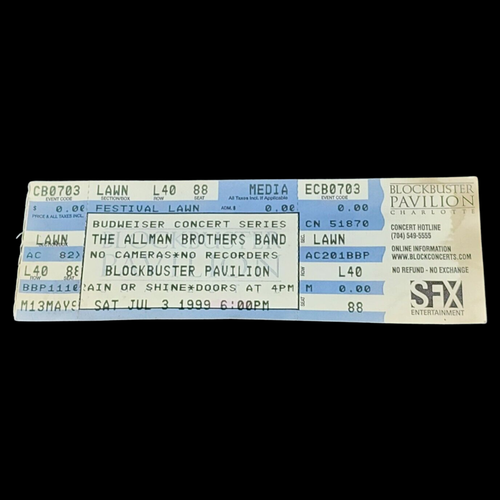 THE ALLMAN BROTHERS BAND 1999 Concert Ticket Charlotte, NC | eBay