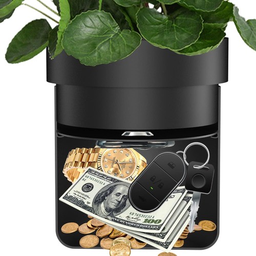 Black Hidden Flower Pot Safe For Keys And Valuables Outdoor Indoor ...