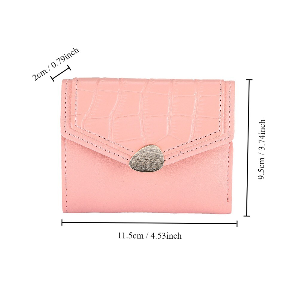 Stone Pattern Zipper Short Wallet Two-Fold Snap Coin Purse Women | eBay