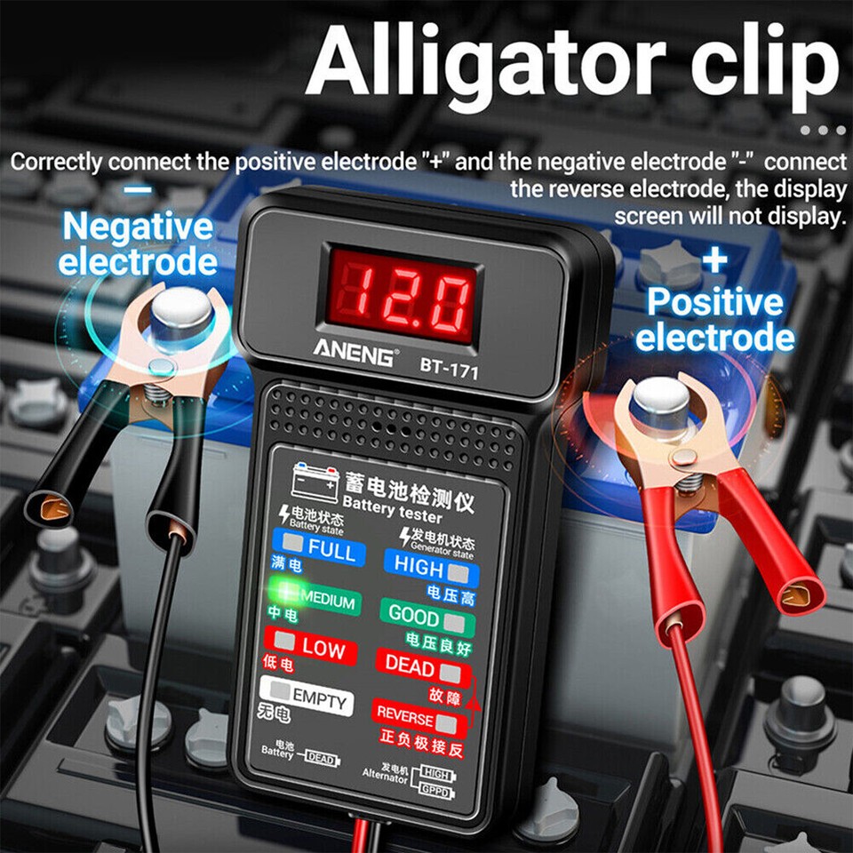 Car Battery Tester Digital Analyzer 12V Car Auto Battery Load Cranking ...
