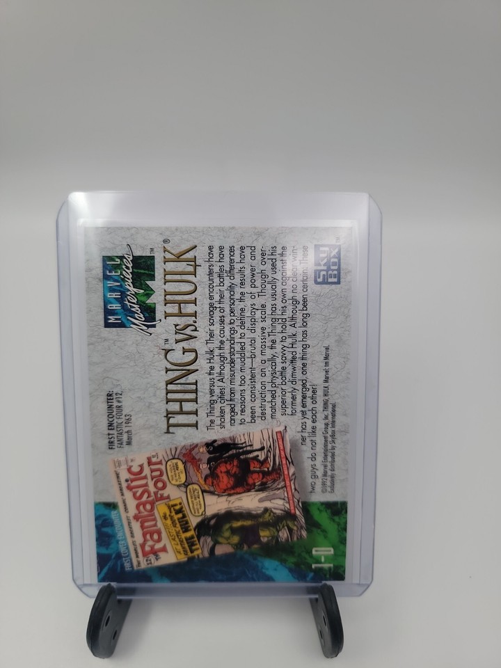 1992 SkyBox Thing vs Hulk 1-D Marvel Masterpieces Battle Spectrum Foil ...