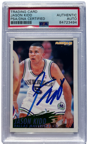 JASON KIDD SIGNED 1994-95 FLEER ROOKIE CARD #268 MAVERICKS AUTO RC PSA ...