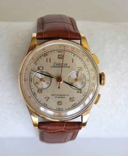 Exactus Chronographe 18K rose gold men's 1950's watch | eBay