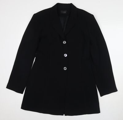 Linea Women's Black Mid-Length Coat, Size 10, Button Accent | eBay UK