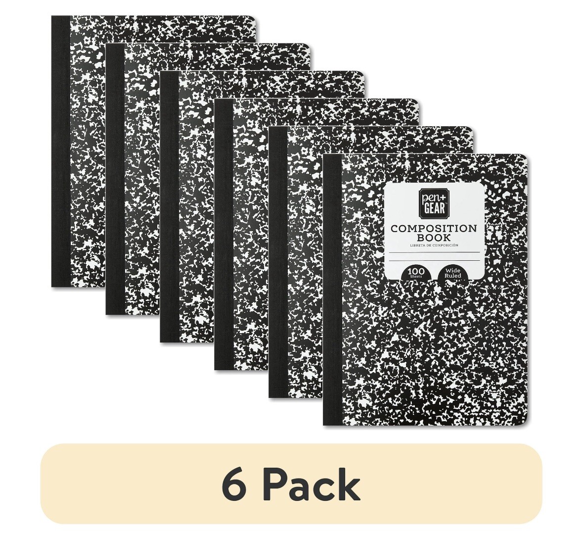 (6 pack) Pen + Gear Composition Book, Wide Ruled, 100 Pages, 9.75" x 7. ...