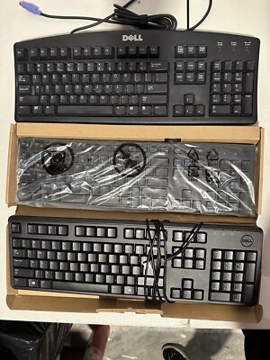 Lot Of Three Dell Keyboards Wired Black | eBay