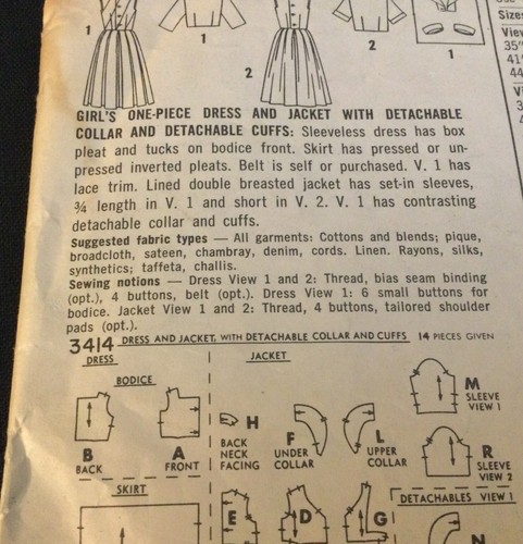 Vintage 1950s-60s Simplicity Pattern #3414 Girl's Dress & Jacket size ...
