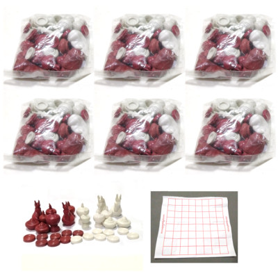 6 Sets Thai Chess + Paper Board Makruk Plastic Traditional Game (White ...