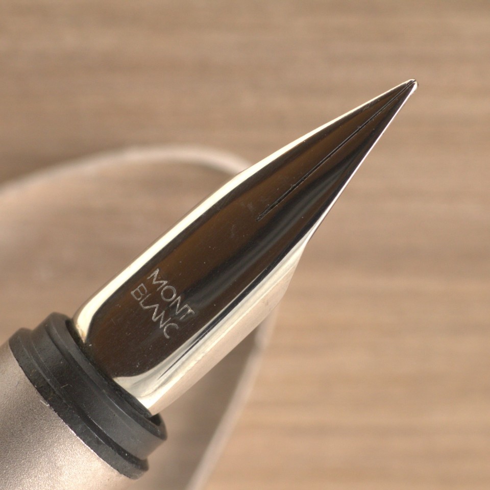 Montblanc 1990s Slim Line Noblesse Fountain Pen Stainless Steel F Nib W ...